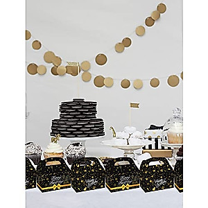 CIEOVO 24 Pack Black Gold Birthday Cardboard Treat Box Happy Birthday Black Gold Party Favor Boxes Party Goody Bags Treat Boxes for Men and Woman Birthday Supplies