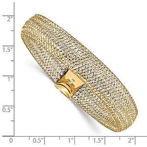 Solid 14k Yellow and White Gold Two Tone Mesh Stretch Bracelet