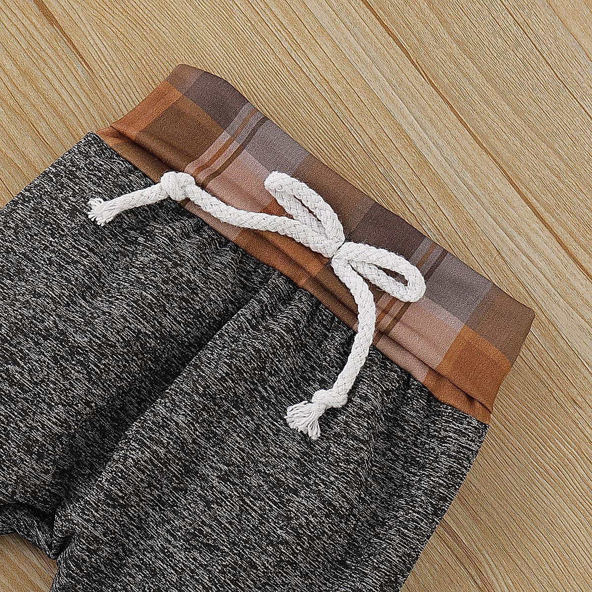 Baby Boy Clothes 1 Year Old Boy Fall Outfits Long Sleeve Plaid Sweatshirt Toddler Boy Outfits 12-18 Months Clothes Coffee