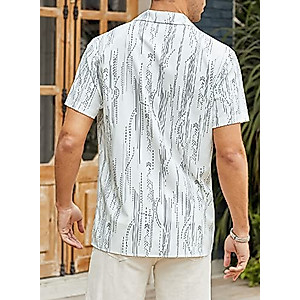 JMIERR Men Casual Button Down Hawaiian Shirt Short Sleeve Holiday Resort Floral Beach Shirts for Men with Pockets, US 52(3XL), White