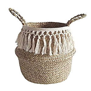 Flower Basket Flower Pot Nordic Long Tassel Faux Flowerpot Living Room Storage Container Bonsai Container with Drainage 1 XS