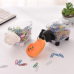HomDSim 2 Pack Elephant Shape Cotton Swab Holder,Cotton Bud Small Q-Tips Toothpicks Brushes Pin Holder Box Case Storage Organizer Jar with Clear Lid Dustproof Cover Black + White