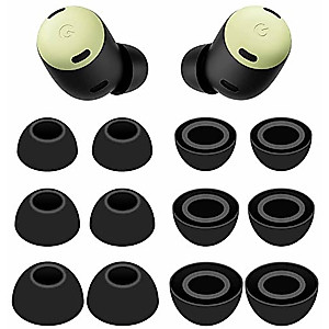 6 Pairs Eartips Compatible with Pixel Buds Pro Ear Tips Buds, Replacement Silicone Rubber Earbuds Gel Earplug Wing Fit in Case Accessories Compatible with Google Pixel Buds Pro - S/M/L Black