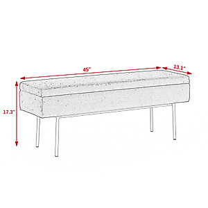 ECLYL Velvet Upholstered Bench, 45‘’ End of Bed Bench, Modern Ottoman Bench with Metal Legs for Living Room, Entryway, Dining Room (Black Gold)