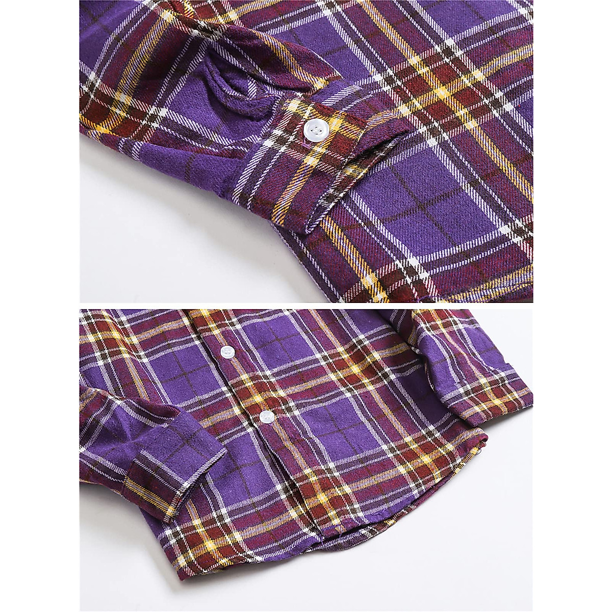 SANGTREE Mens Long Sleeves Flannel Plaid Button Down Shirt Tops Big & Tall, Purple， Medium