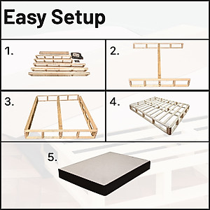 Mayton 8-Inch King Box Spring/Foundation-Easy Simple Assembly, Durable Strong Wood Structure for Pressure Relief, Mattress Support System, Compact Size for Tight Spaces, Black