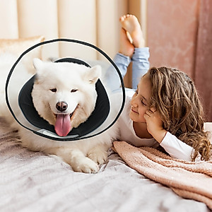 OEH Dog Cone, Soft Cones for Dogs After Surgery, Comfortable Dog Cone Collar, Protective Cone for Dogs to Stop Licking, Adjustable Large Dog Cones for Large Dogs, Black, XL(Neck: 17.5"-20.7")