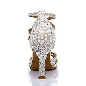 Pierides Women's Rhinestone Ballroom Dance Shoes Latin Performance Wedding Shoes for 1920s Party Shoes,2.75" Heel,11 US