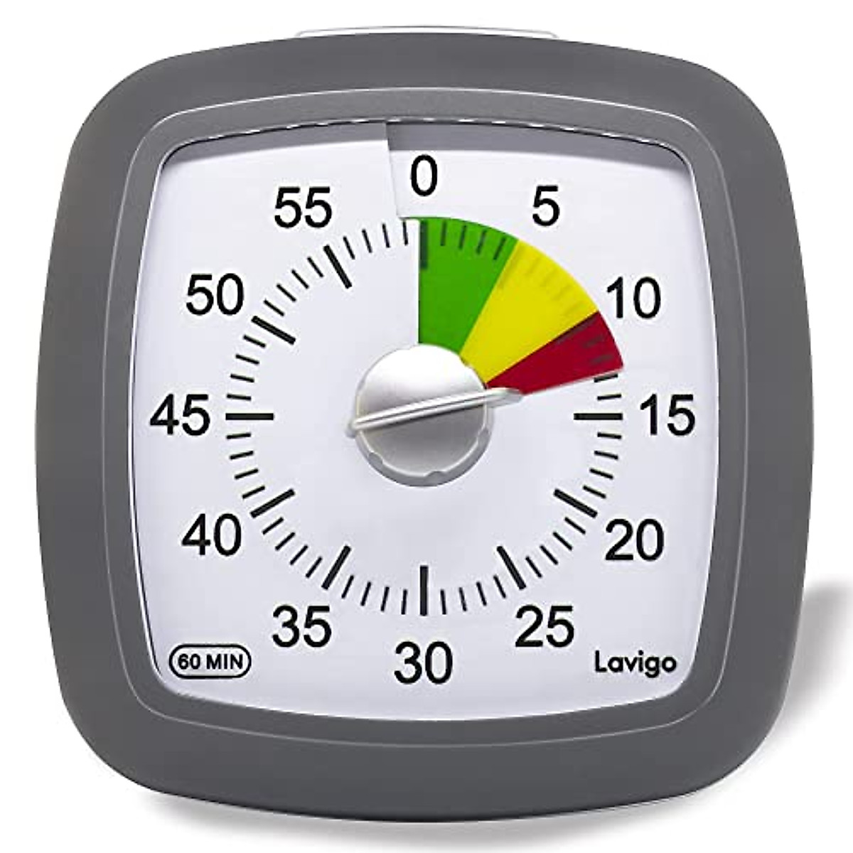 Lavigo 60 Minute Countdown Visual Timer for Adults Kitchen Cooking Kids Study Reading Classroom Teaching and Office, Three Colors Scale Designed, Quietly Count Time Management Tool(Gray)