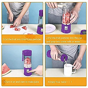 YPCOO 2pcs Portable Blender, USB Travel Juice Cup, Durable ABS Materials, Non-toxic, BPA Free, Mini, Convenient, Cordless, 13Oz Bottle, 4000mAh Battery, Blend Up to 20 Times