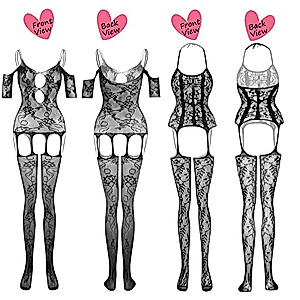 JDiction Women’s Lingerie BabyDoll Fishnet Bodysuit Sexy Nightwear(12 Pack)