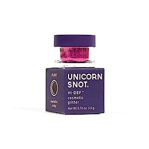 Unicorn Snot Holographic Hi-Def Cosmetic Glitter - Face & Body Glitter - for Hair, Nails, Lipgloss, Eyeshadow Makeup - Vegan & Gluten Free - 0.10oz/3g (Flirt/Metallic Ruby)