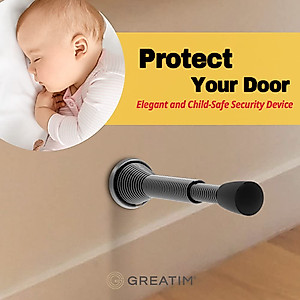 Greatim 5 Pack Telescoping Door Stopper, Door Stop, 3 to 4 Inch Adjustable Spring Door Stopper, Flexible Spring Door Stoppers (Black)