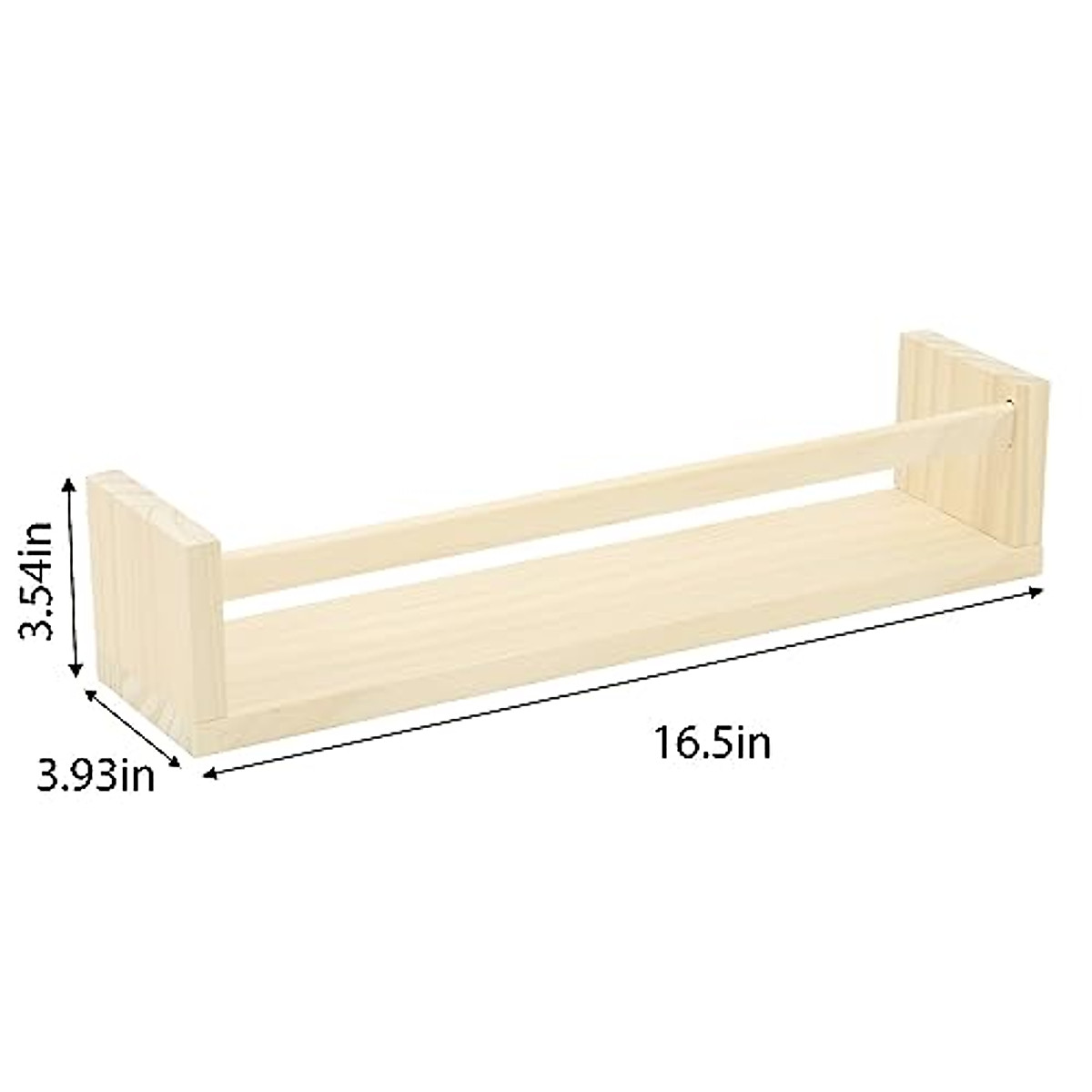 Fixwal Nursery Book Wall Shelves, 16.5 Inch Floating Bookshelves for Wall Set of 3, Baby Nursery Decor, Solid Wood Wall Mounted Shelves for Books, Toys and Decor Storage (Natural Wood)