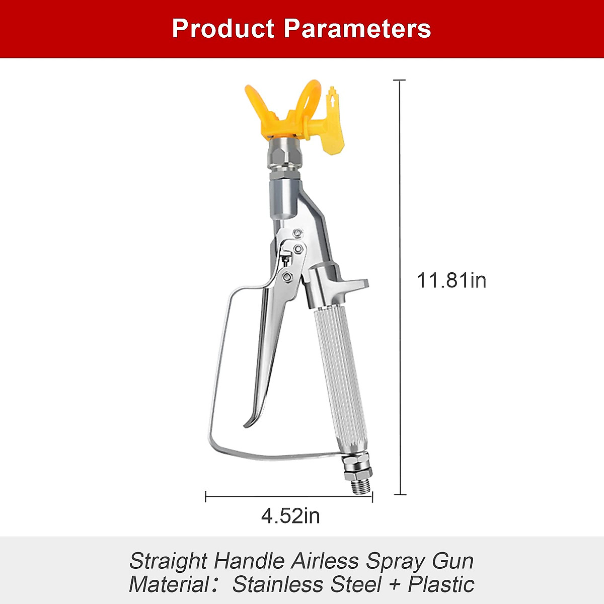 Airless Paint Spray Gun Sprayer High Pressure 3600 PSI 517 TIP (Silver)