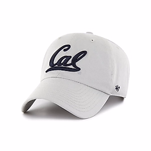 '47 Cal Hat (UC Berkeley Golden Bears) Mens Womens Clean Up Adjustable Cap, Gray, Navy Blue Logo, One Size