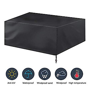 Furniture dust Proof Cover Outdoor Garden Oxford Cloth Waterproof Table Chair Dust Cover,Black (170 * 94 * 70)