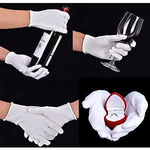 CTKcom White Soft Cotton Gloves,Large Size for Work/Lining Glove,Coin Jewelry Silver Inspection Gloves(6 Pairs) …