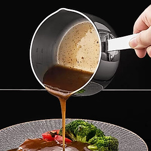 Lomoker Butter Warmer Pot, Small Sauce Pan, Heavy Duty Stainless Steel Cooking Pot for Milk, Coffee, and Melting Chocolate, 14 Oz