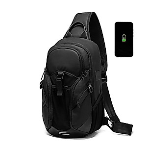 JUMO CYLY Water-Resistant Sling Bag for Men, USB Crossbody Backpack Casual Mens Shoulder Bag