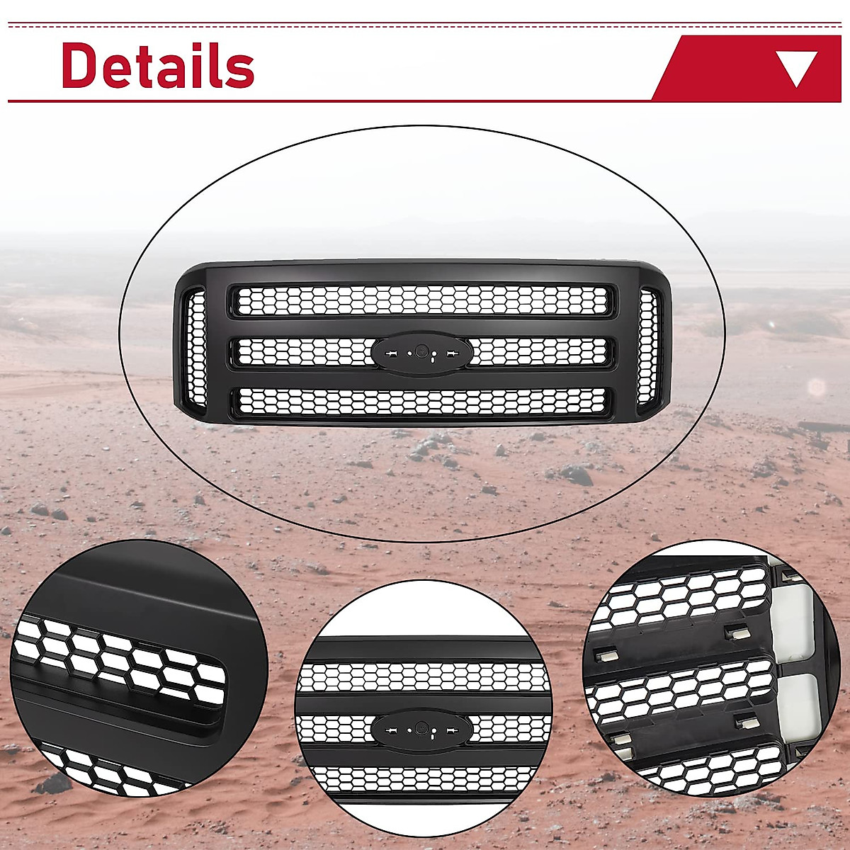 HECASA Mesh Style Front Grille 2006 Style Compatible with 1999-2004 Ford Super Duty F250 F350 F450 F550 Excursion Front Radiator Grill Hood Grille Black