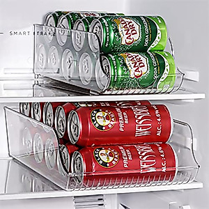 4 Pack Refrigerator Organizer Bins, Soda Can Organizer and Wide Water Bottle Holder Set for Cabinets, Countertops, Pantry, Kitchen and Refrigerator, Can Dispenser