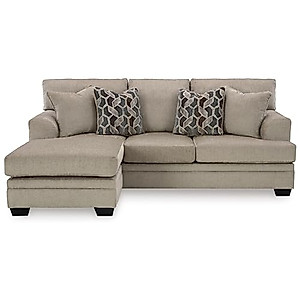 Signature Design by Ashley Stonemeade Casual Right-Arm Facing Sofa Chaise with 4 Toss Pillows, Light Brown