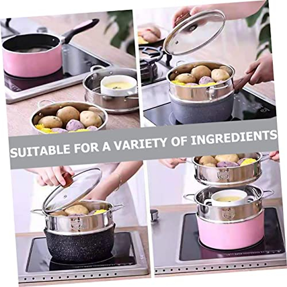 GOOHOCHY stainless steel steamer bun steamer stainless steel wok stainless cookware metal steamer basket rice cooker rack seafood steam Basket Steaming Tool Buns Steamer Kitchen Tool tray