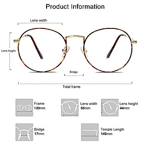 SOJOS Blue Light Blocking Computer Glasses Round Eyewear Anti Blue Light Lens Preppy Chic SJ5024 with Demi Frame/Anti-Blue Light Lens