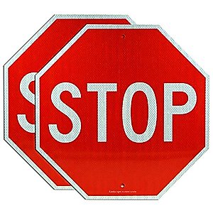 Faittoo Stop Signs, (2 Pack) 24 x 24 Inches Octagon Engineer Grade Reflective Sheeting Street Slow Warning Signs, Rust Free Aluminum, UV Protected and Waterproof, Weather Resistant, Durable Ink