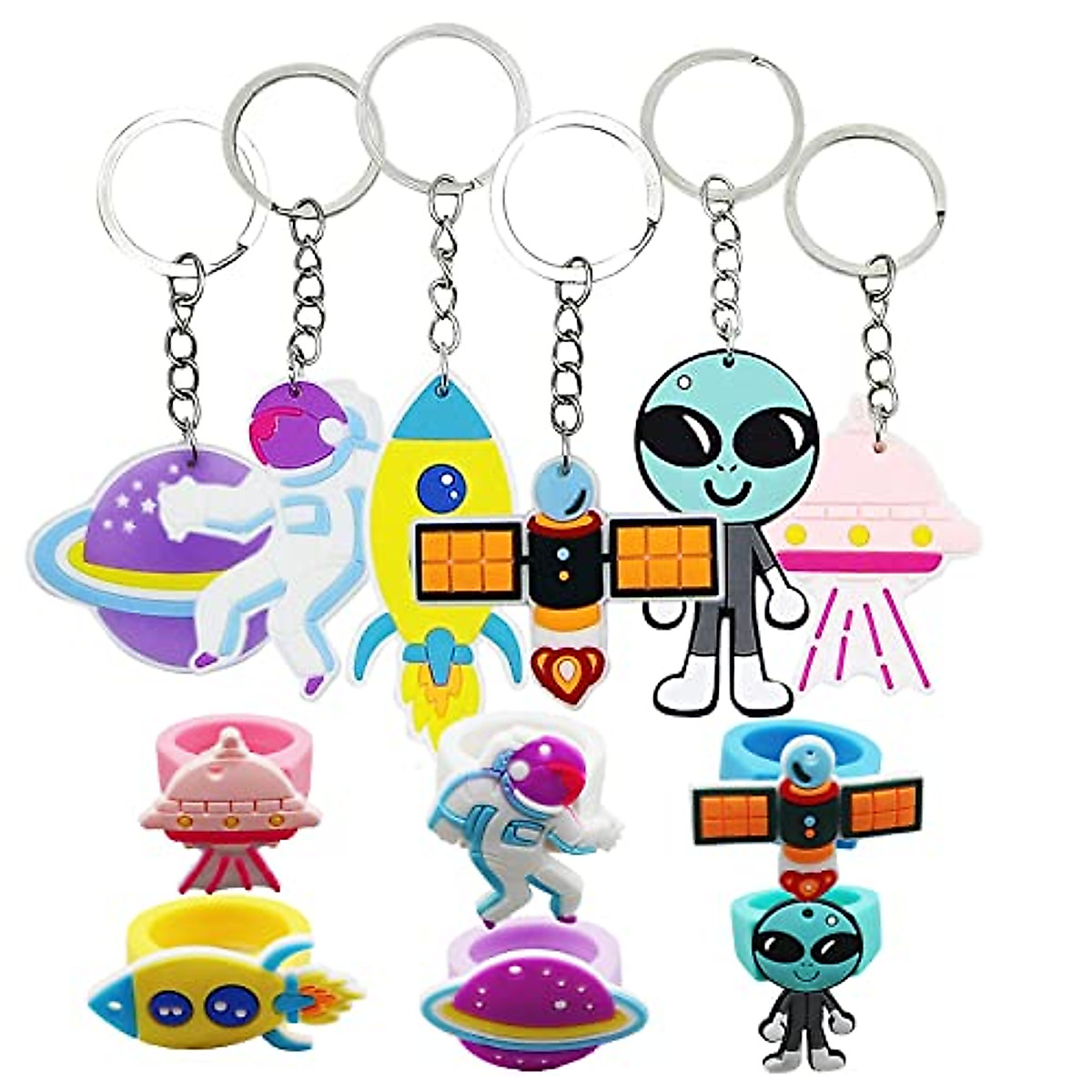 62 Pcs Outer Space Themed Party Favors for Kids, Birthday Gift Party Supplies for Boys Girls, Classroom Prizes, Treasure Box Toys, Pinata Stuffers Goodie Bags Filler, Carnival Prizes