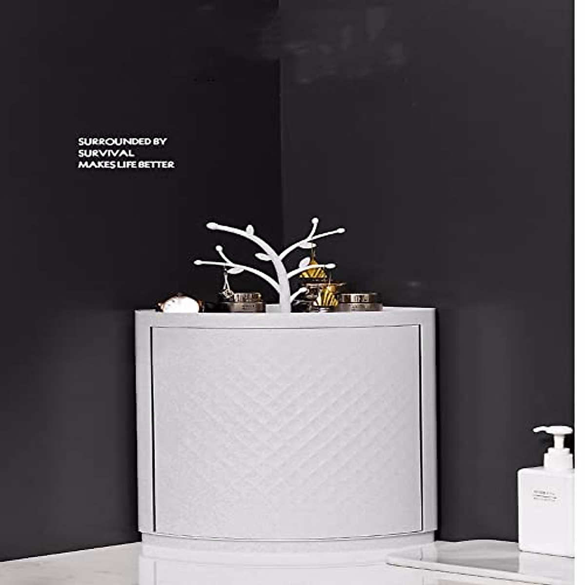 GOVNPJ Multifunction Bathroom Corner Locker, Wall-Mounted Cosmetic Storage Rack Punching Free Triangle Rotating Storage Shelf for Corner Storage (Single Layer)