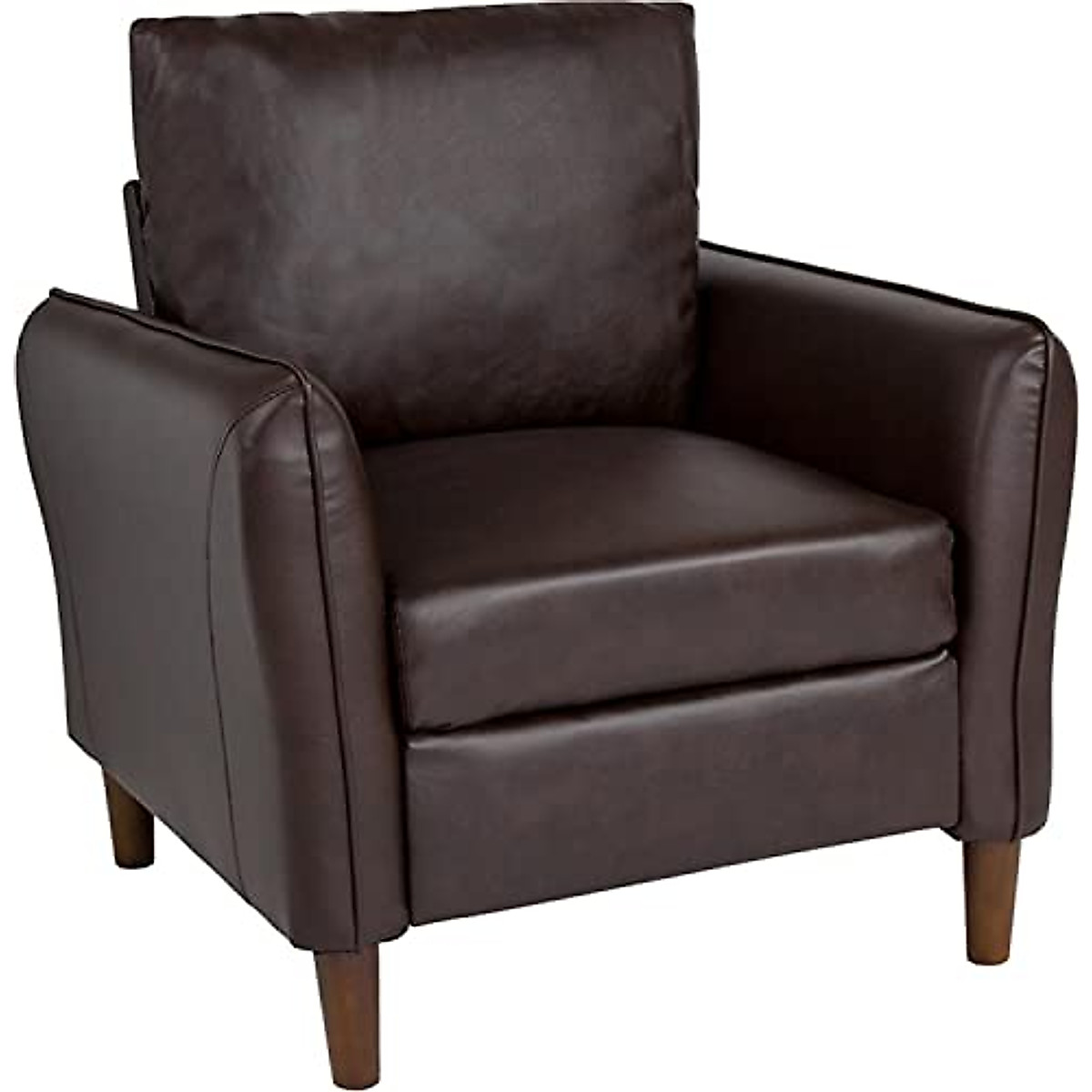 Flash Furniture Milton Park Upholstered Plush Pillow Back Arm Chair in Brown LeatherSoft