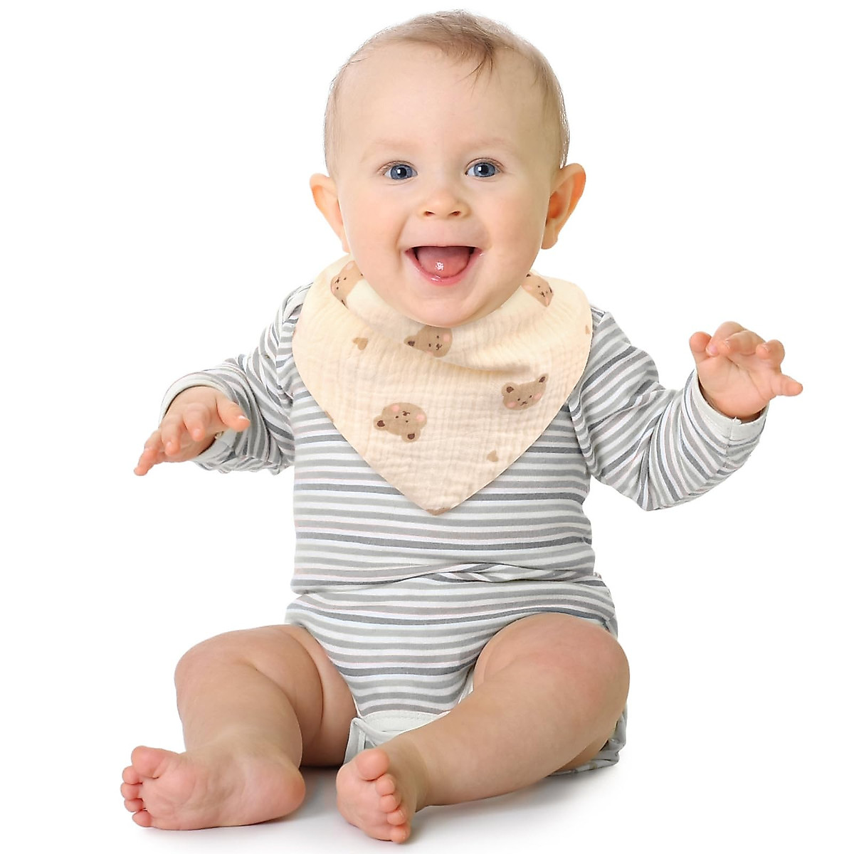 Accmor Muslin Baby Bibs 6 Pack Baby Bandana Drool Bibs 6 layers 100% Cotton Baby Bibs for Teething and Drooling, Drool Bibs for Baby Girls Boys