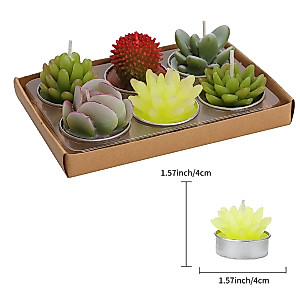 LJQizn 6pcs Cactus Tealight Candles Handmade Delicate Succulent Cactus Candles Tea Lights Perfect for Birthday Party Wedding Spa Home Decor Gifts (6pcs Cactus Candles)
