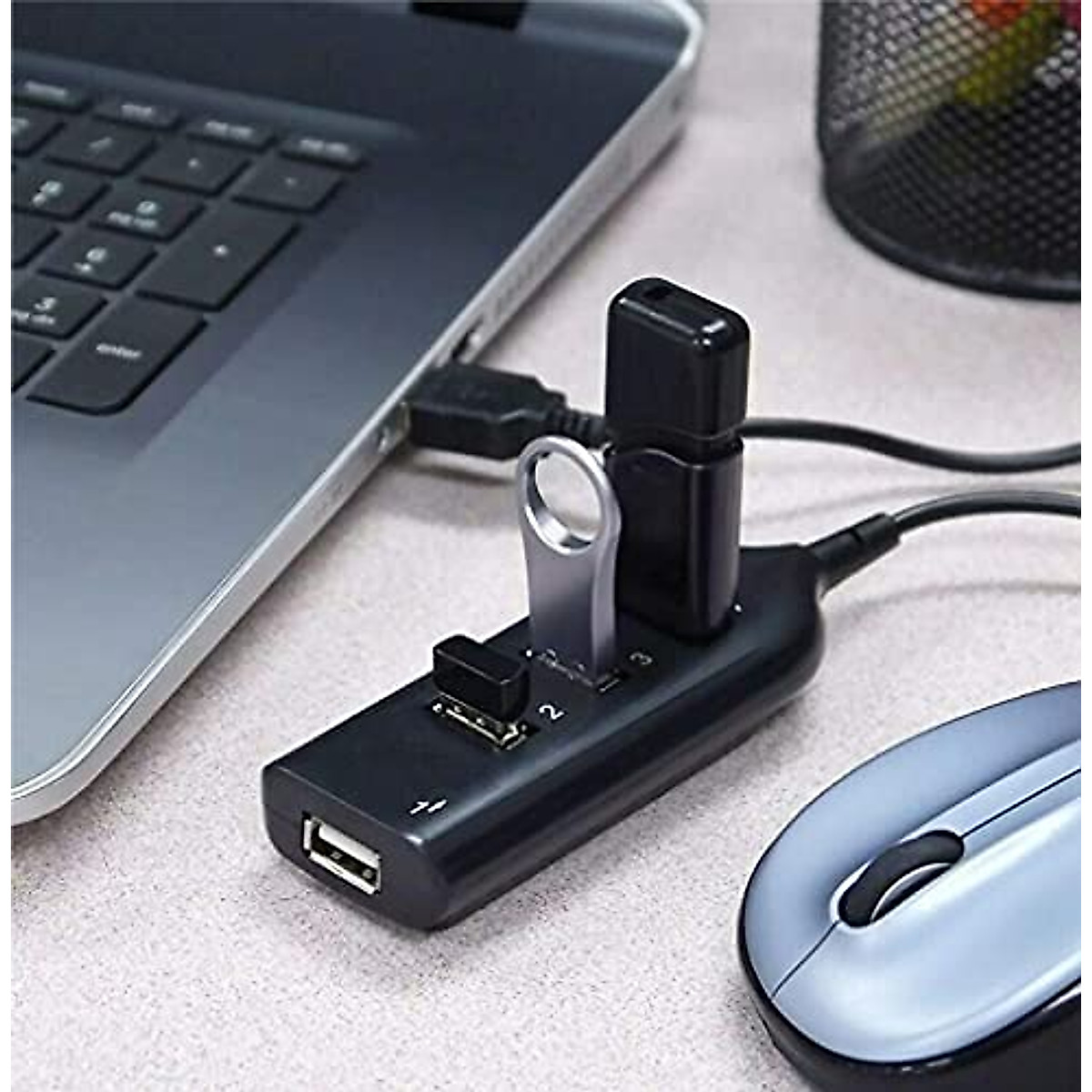 FDBV USB 2.0 Hi-Speed 4-Port Splitter Hub for PC Notebook High Speed Computer (Black)