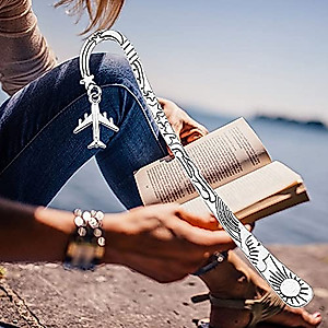 AKTAP Reading Lover Gift Airplane Bookmarks Book Gift for Travel Enthusiast Flight Attendant Book Jewelry Fly Safe Gift (Airplane Bookmarks)