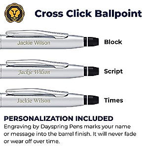 Dayspring Pens Engraved Cross Pen | Personalized Cross Click Ballpoint Pen - Polished Chrome. AT0622-101. Custom Name Engraving Comes in Cross Gift Case.