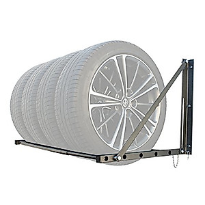 MaxxHaul 70489 Adjustable Wall Mount Folding Tire Storage Adjust From 32 to 48 inches Wide Up To 300 lbs Capacity.