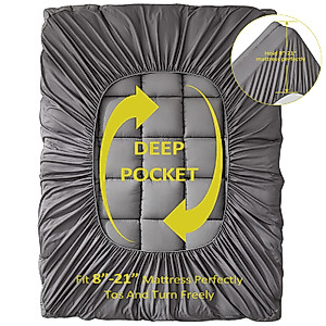 TopTopper Mattress Topper Twin XL, Cooling Mattress Pad Cover for Hot Sleepers, Extra Thick 5D Snow Down Alternative Overfilled Plush Pillow Top with 8-21 Inch Deep Pocket -39"x80" Dark Grey