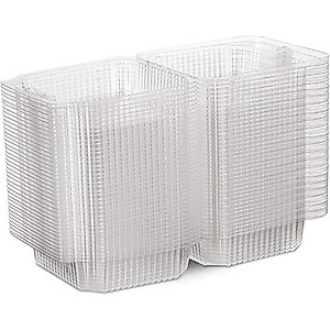 disposable sandwich containers Square plastic Clamshell food containers for Salad Pasta cookies Great for loaf cake Slice Container Clear Hinged Lid plastic takeout tray (Pack of 50)