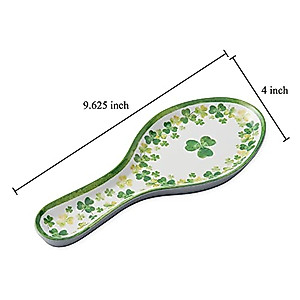 UPware Melamine Spoon Rest Spoon Holder Kitchen Utensil Holders 9.625 Inch for Kitchen Counter Dining Table (Shamrock)