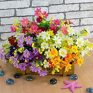 YEYSXSY Artificial Flowers Indoor Faux Silk Daisy Fake Flowers Greenery Shrubs Outdoor Plants for Hanging Planter Home Garden Wedding Porch Window Decorating 6Pcs