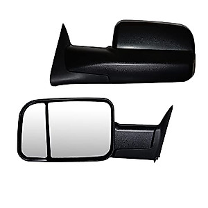 SUPDM Pair Towing Mirrors Compatible with Towing Mirrors 94-01 Dodge Ram 1500, 94-02 Ram 2500 3500 Truck Manual Adjusted Side Black Housing Set Left+Right