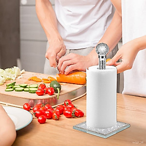 Gold Glitter Crystal Paper Towel Holder countertop Thick Shelf Gorgeous Large Gold and Silver Diamond Decoration Mother's Day Housewarming Party Gift Guest Restaurant Kitchen bar (Golden)