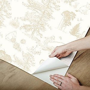 Disney Winnie The Pooh Toile Beige Peel & Stick Wallpaper by RoomMates, RMK12622RL