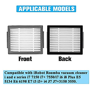 Filter Replacement for iRobot Roomba e, i and j Series i7 i7+/plus i3 i3+ E5 E6 E7 i4 i6 i6+ i8 i8+ Robot Vacuum Cleaners Parts, 12 Pack High Efficiency Filter + 1 Cleaning Brush