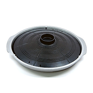 COOKKING - Korean Traditional BBQ Grill Pan, Cauldron Lid Shape - Stovetop Nonstick Indoor/Outdoor Smokeless BBQ Cast Aluminum Grill Pan