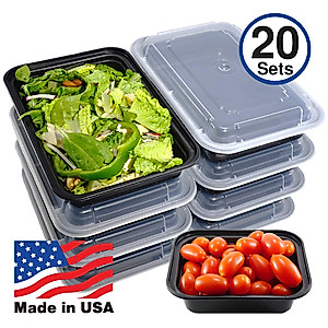 Newspring Pactiv [20 Sets] Meal Prep Containers with Lids, Food Storage, Take Out, Lunch Box, Portion Control, Microwave/Dishwasher/Freezer Safe, BPA Free, Factory Sealed, Made in USA (12 OZ - Small)