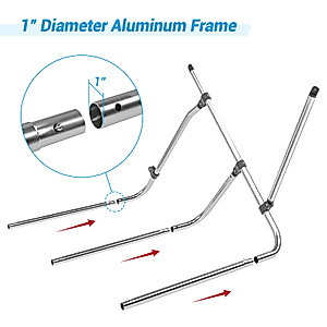 AA Products 3 Bow Bimini Top Cover Sun Shade Boat Canopy Waterproof Includes Storage Boot with Aluminum Frame, 46" Height with Rear Support Poles, 6'L x 46" H x 73"-78" W, Sand